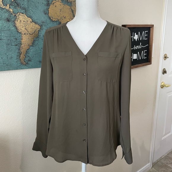 Express | Tops | Express Olive Green Button Down Shirt | Poshmark